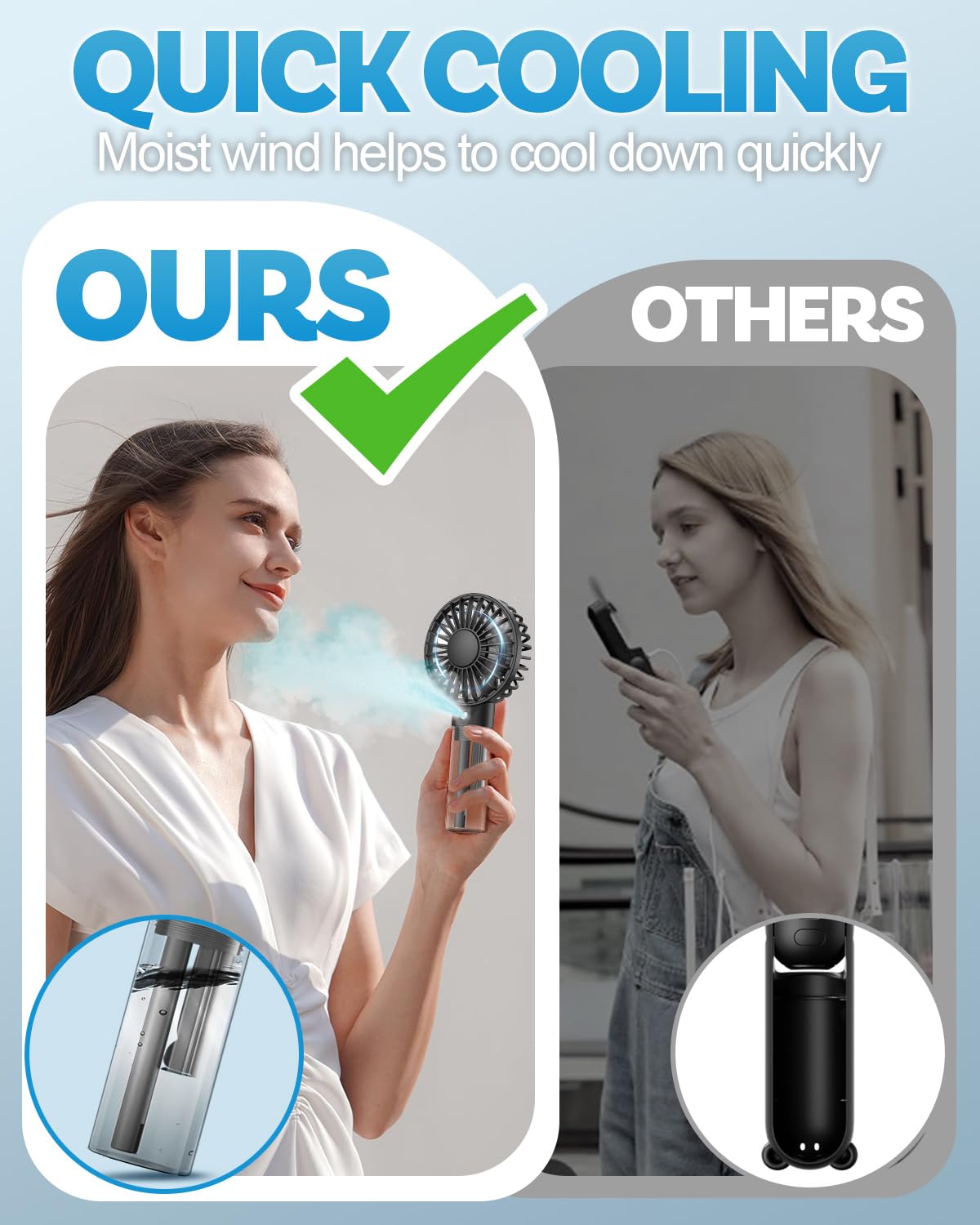 Snapklik.com : Portable Misting Fan, Rechargeable Variable Speed ...