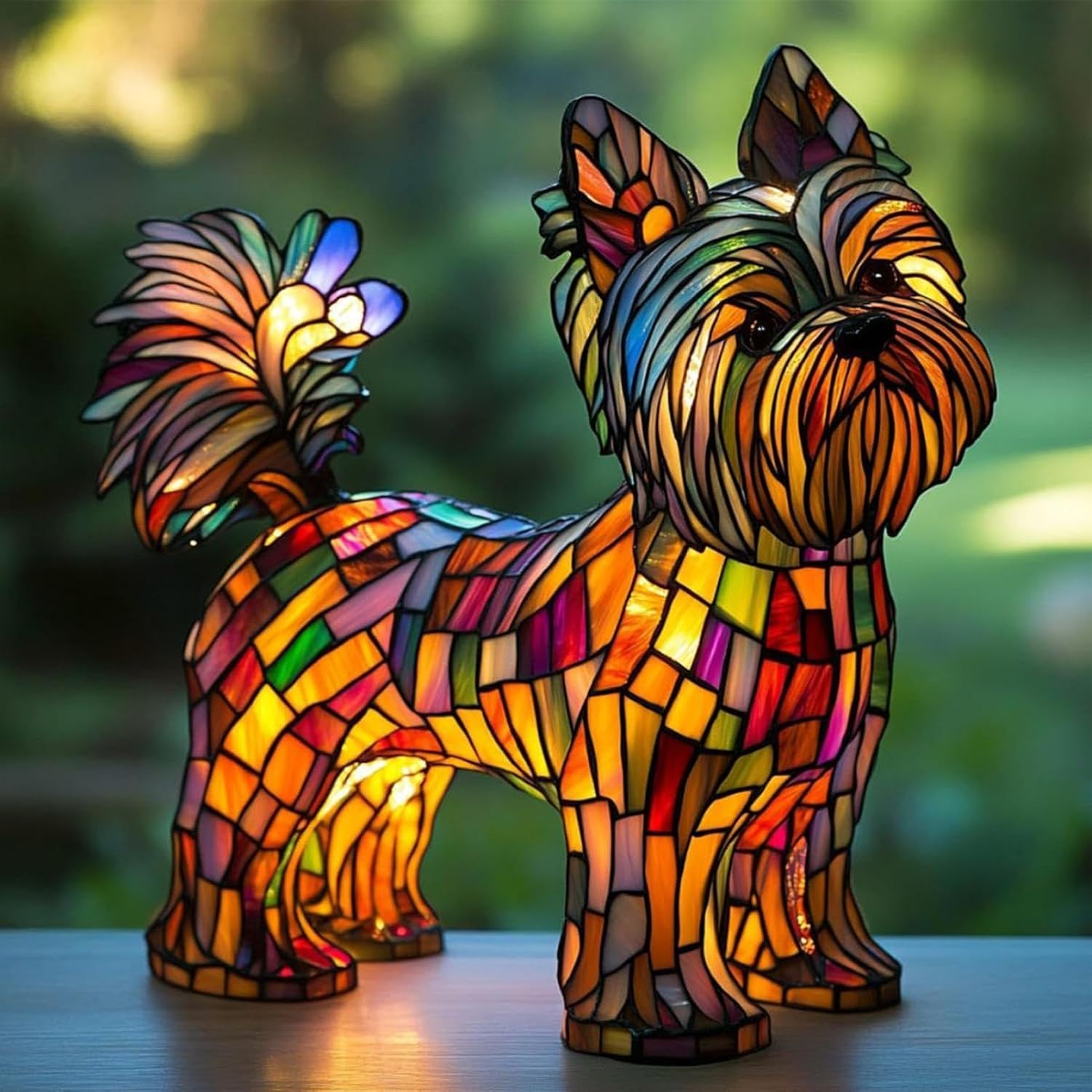 Terrier Dog Lamp, Stained Glass Night Light Desk Dog, Cute Dog Lamps ...