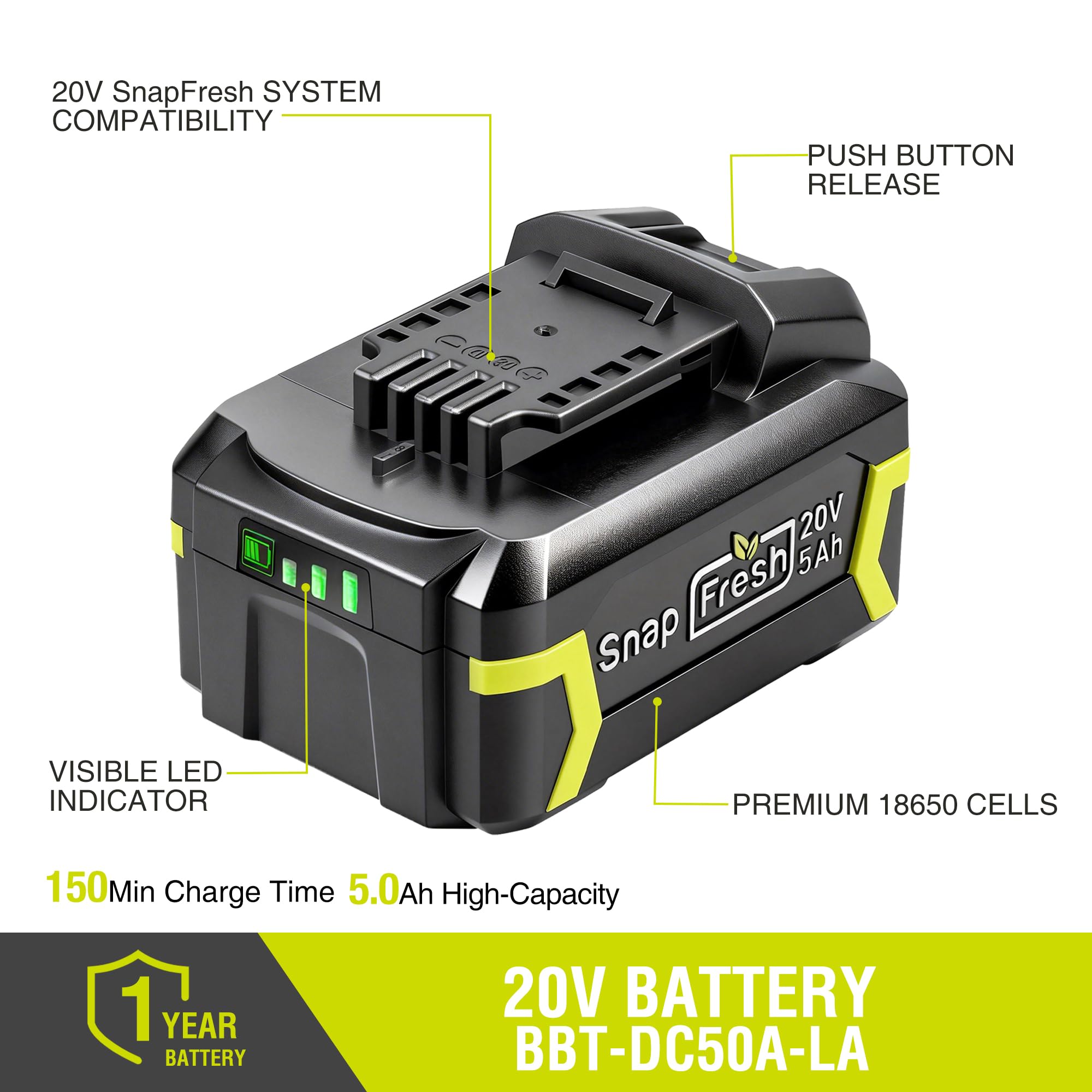 Snapklik.com : SnapFresh 20V 5.0Ah Battery, (Not Compatible