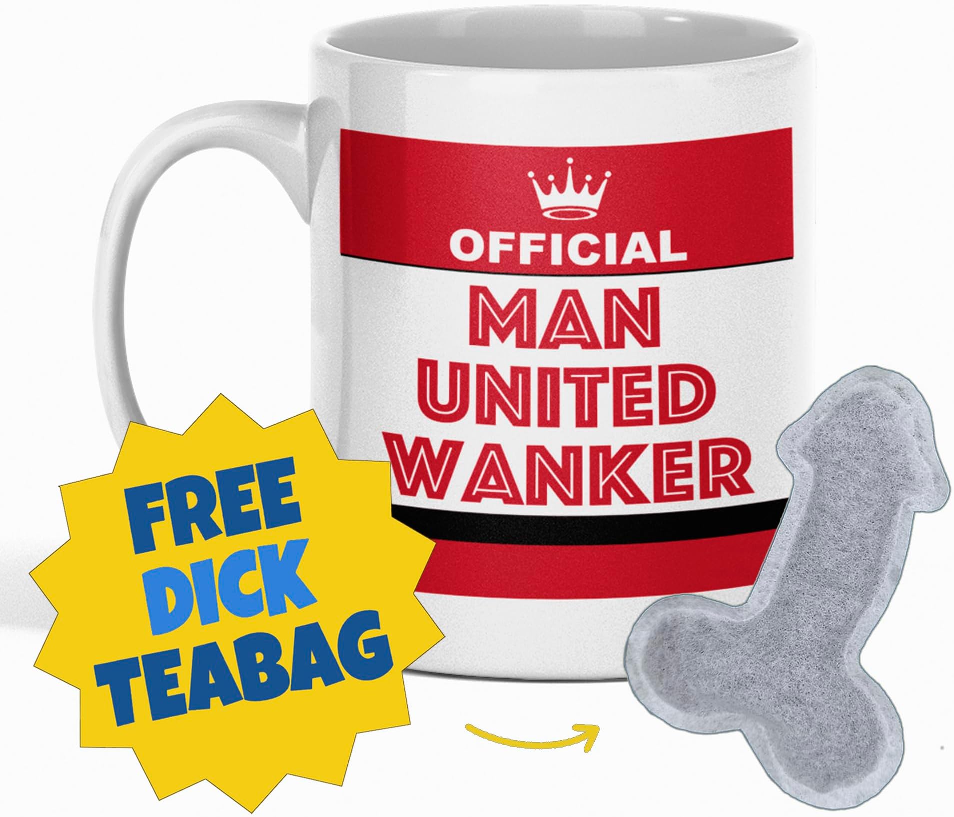 Bagamug Man United Wanker Coffee Mug with Free Cock Tea Bag - Unusual ...