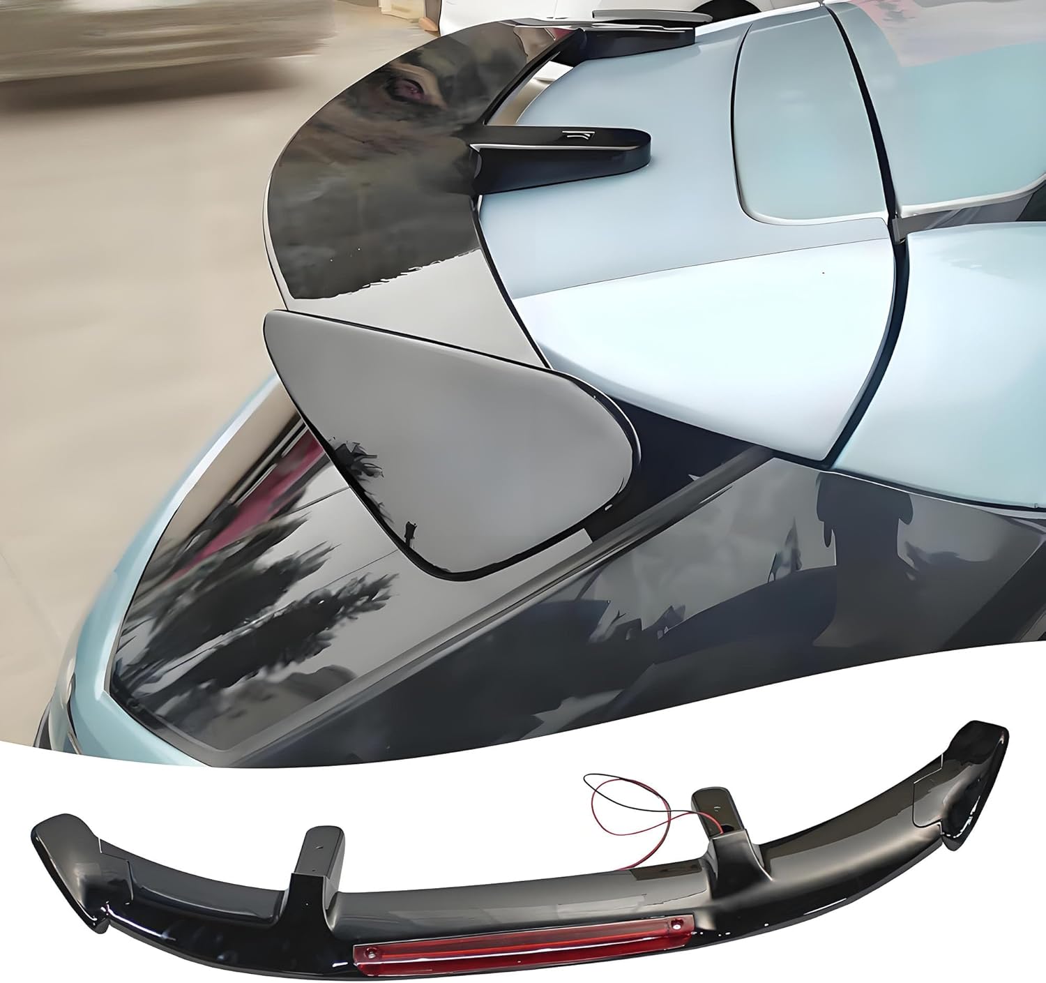 Amazon.com: STSEV01 Universal Rear Window Spoiler Roof Wing with Light ...