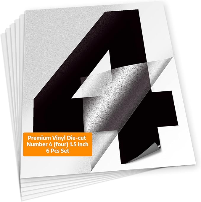 Amazon.com: iSYFIX Black Vinyl Number 4 (Four) Stickers - 6 Pack 1.5 ...