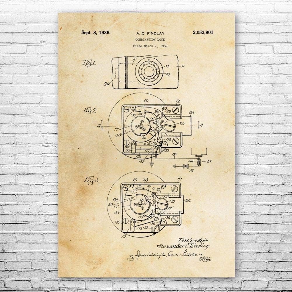 Amazon.com: Combination Lock Poster Print, Locksmith Gift, Workshop ...