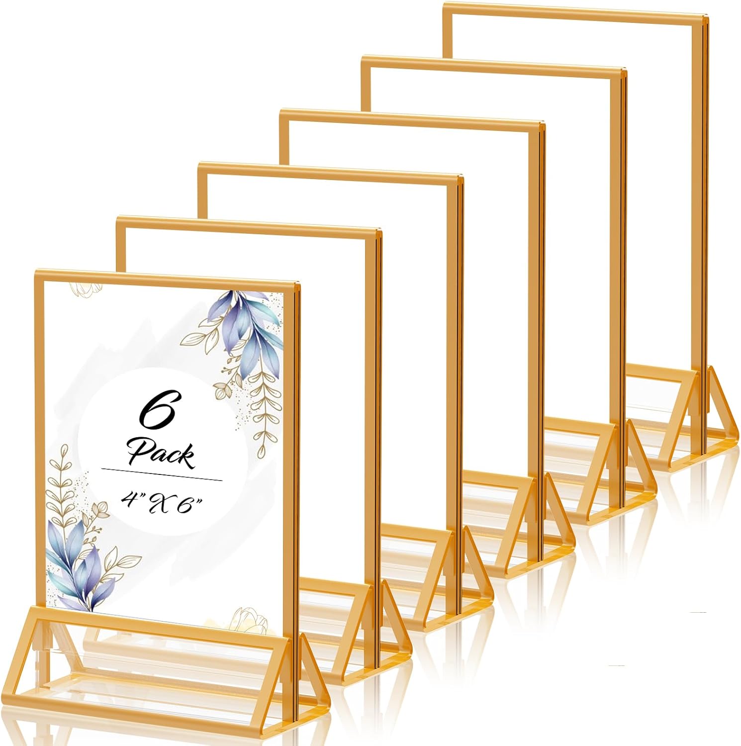 Amazon.com: PPH-Sisy Gold Picture Frame 4X6 Acrylic Sign Holder Double ...