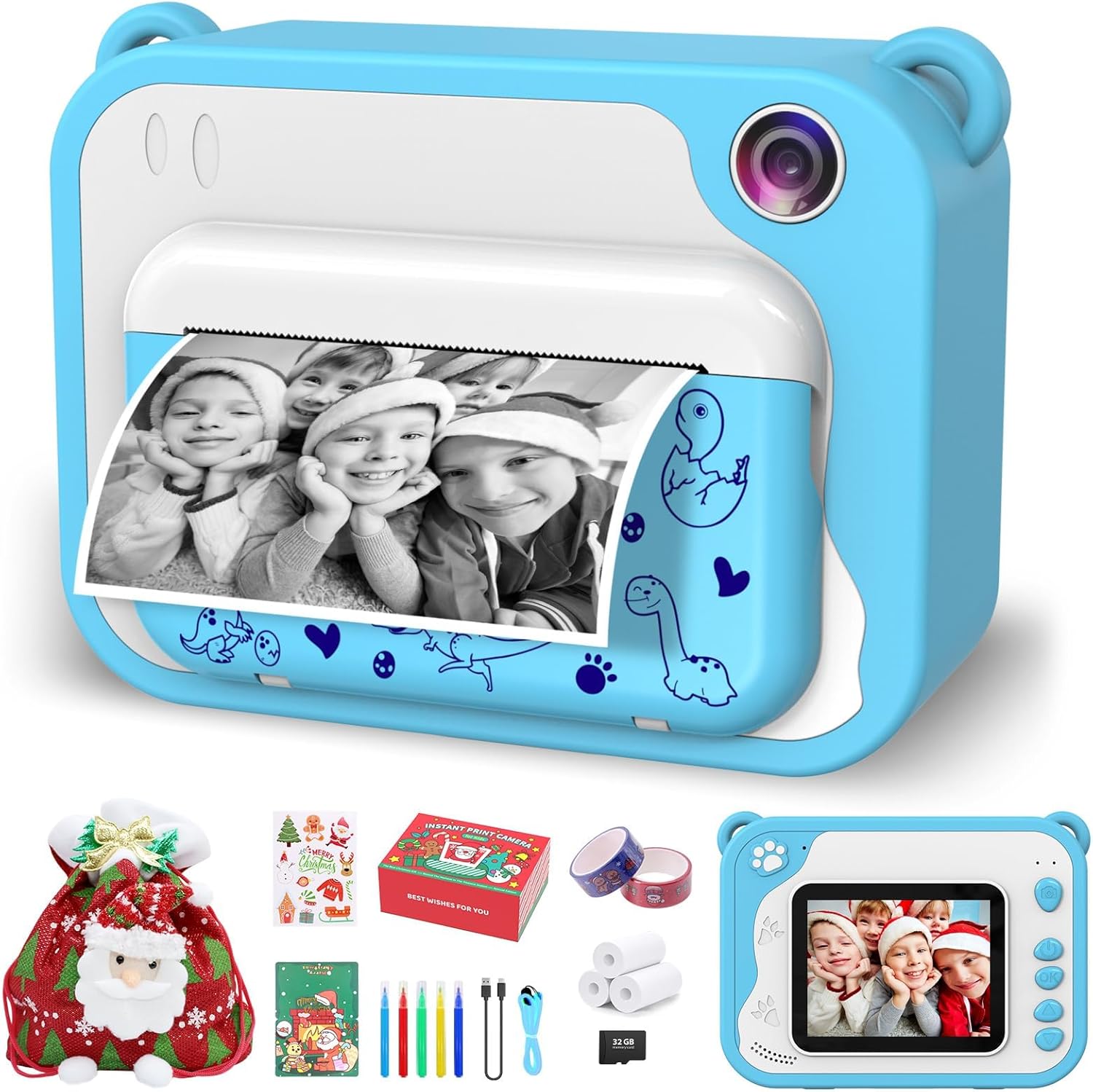 Amazon.com: USHINING Camera for Kids Instant Print 12MP Digital Print ...