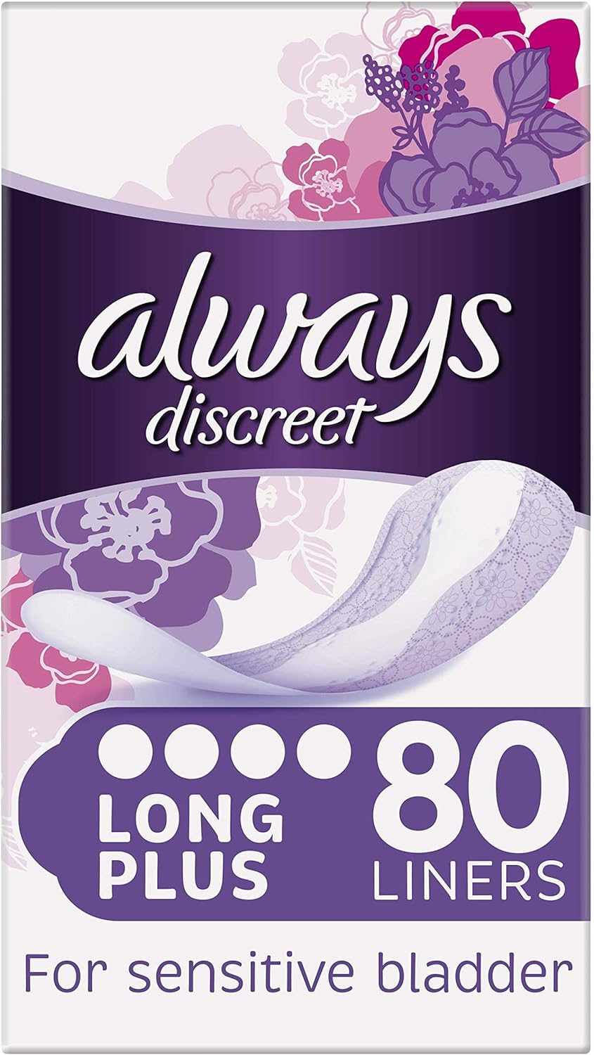 Always Discreet Incontinence Liners Women, 80 High Absorbency Liners ...