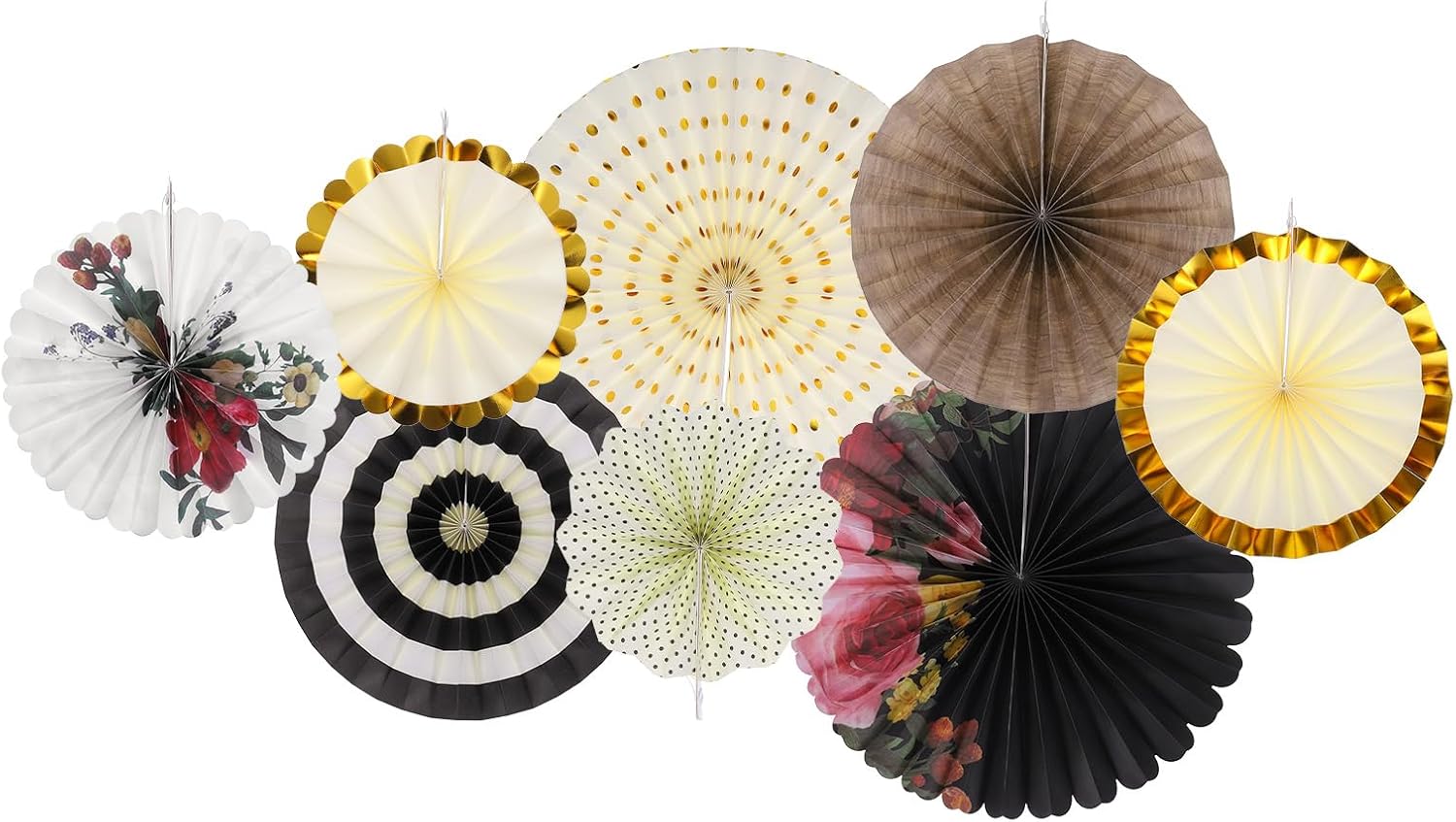 Amazon.com: MECCANIXITY Hanging Paper Fans Party Set 8Pcs Round Pattern ...