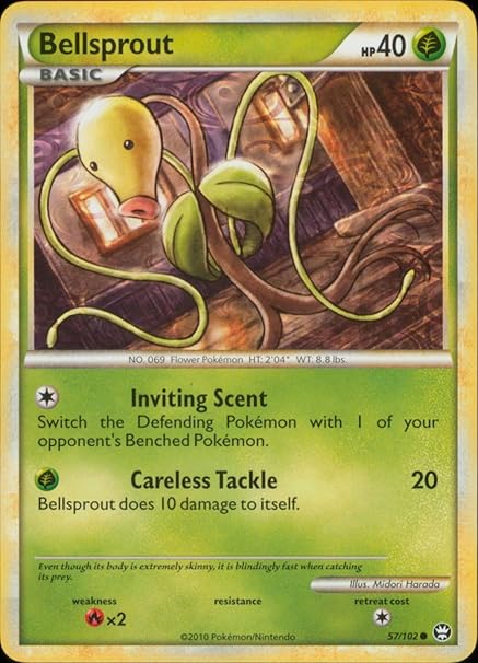 Amazon.com: Pokemon - Bellsprout (57/102) - HS Triumphant - Reverse ...