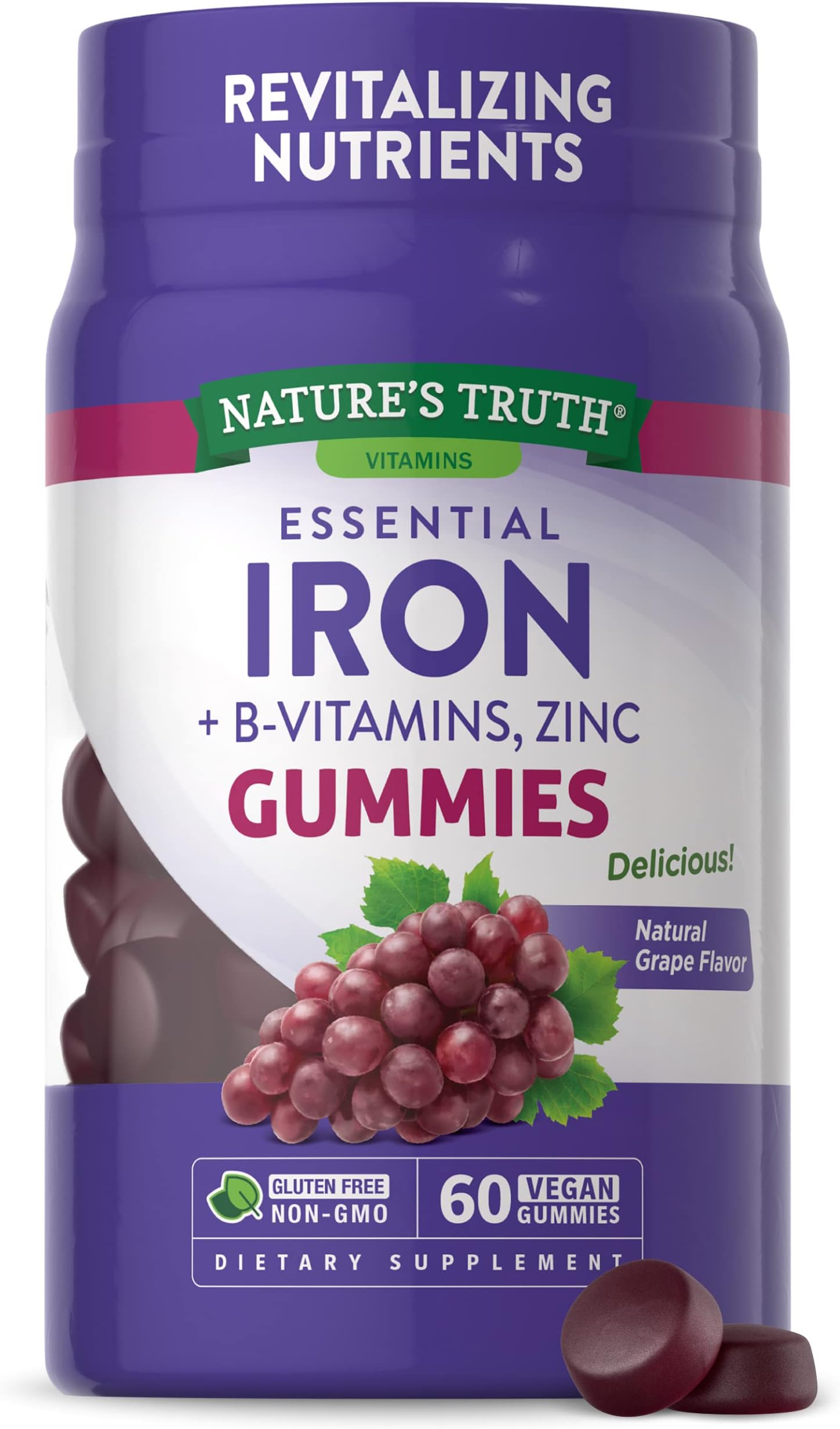 Amazon.com: Iron Gummies | 60 Count | Vegan, Non-GMO & Gluten Free ...