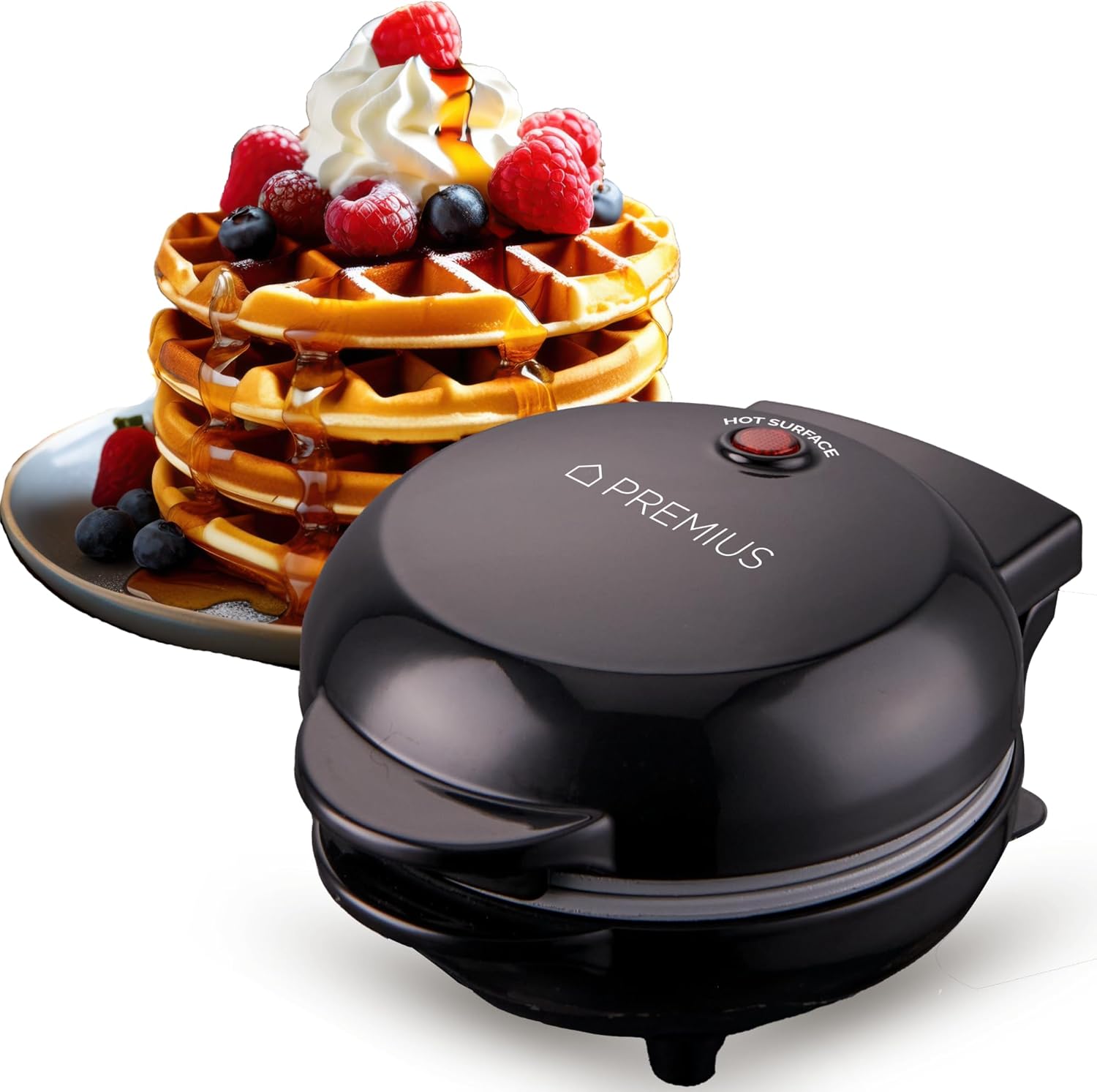 Amazon.com: PREMIUS Ceramic Nonstick Mini Snack Waffle Maker, 4” Mold ...