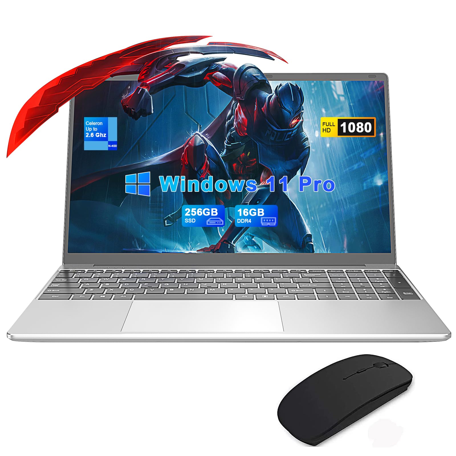 Ordinateur Portable 15,6 Pouces, 16 Go RAM 256 Go SSD, 1 TB Extensible ...