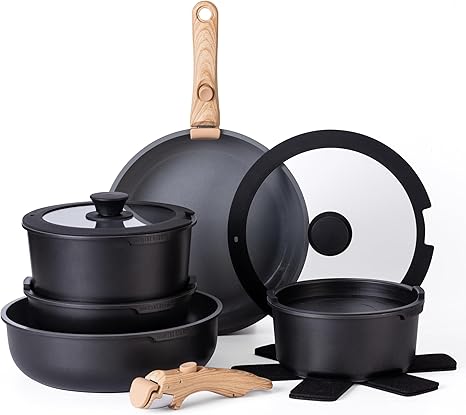 Amazon.com: Country Kitchen Nonstick Cookware Set with Removable Handle ...