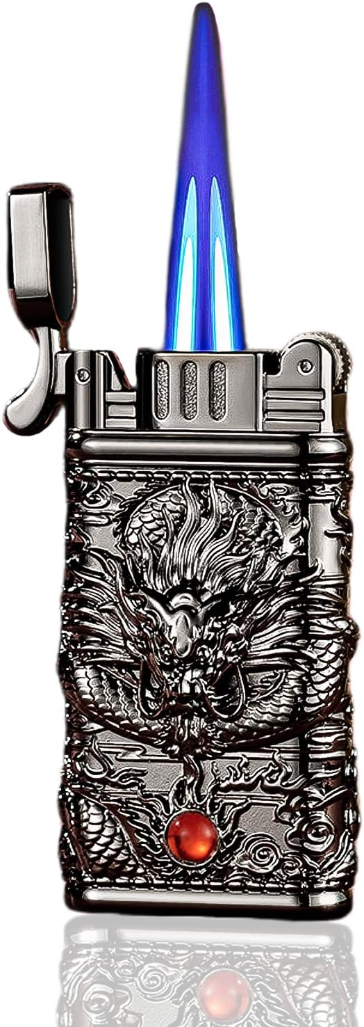 Amazon.com: KAIEOMGN Carving Dragon Antique Lighter, Vintage Metal ...