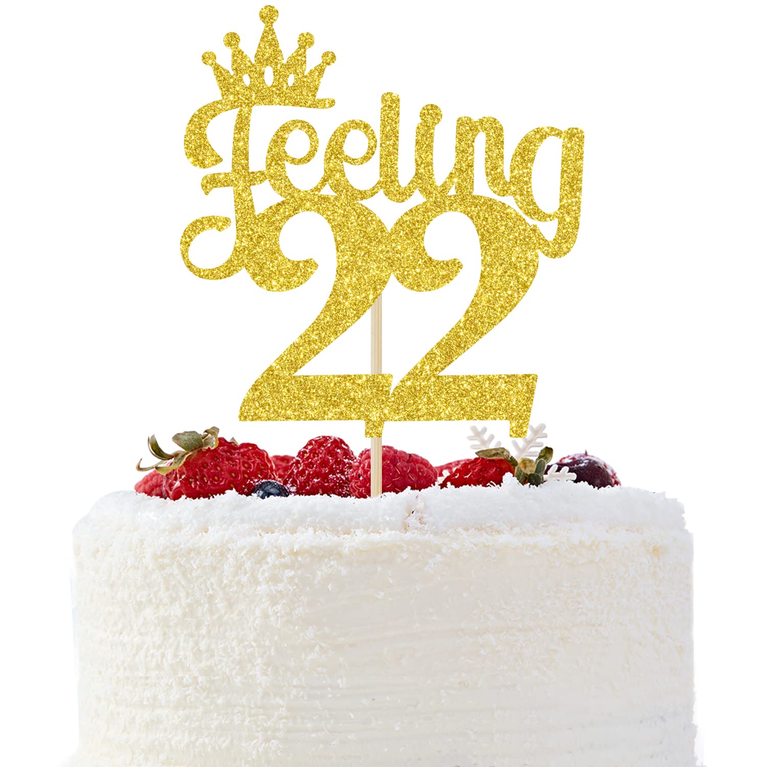 Buy Gold Glitter Feeling 22 Cake Topper - Happy 22nd Birthday Cake ...