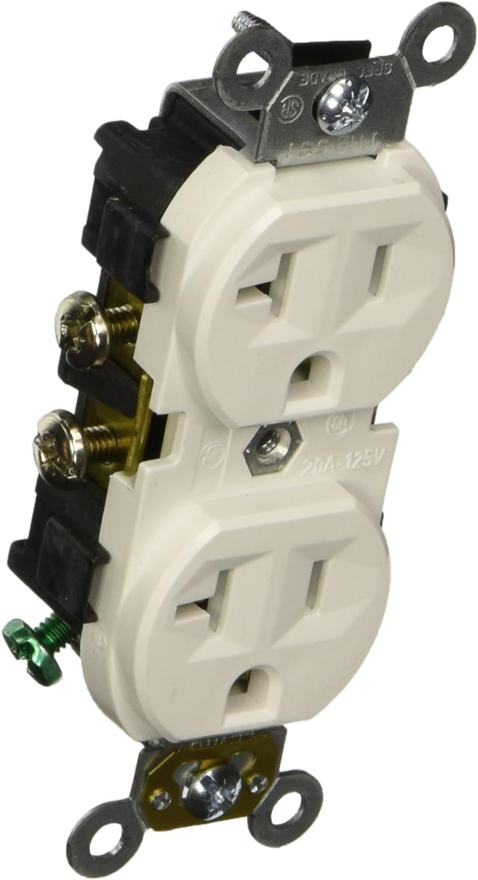 Leviton CR20-W 20-Amp, 125-Volt, Narrow Body Duplex Receptacle ...