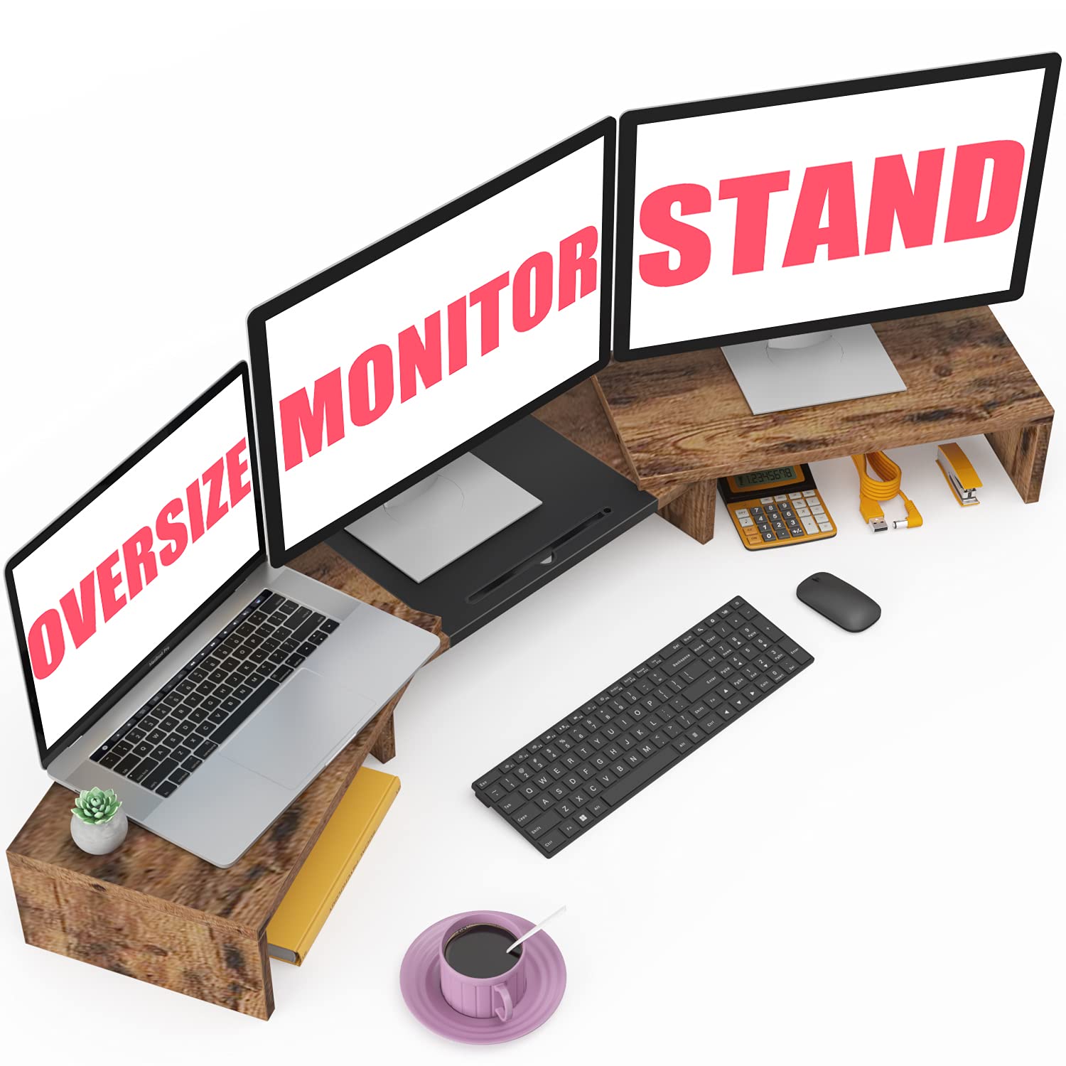 Buy 3 Shelf Monitor Riser Stand Splice Board Adjustable Computer ...
