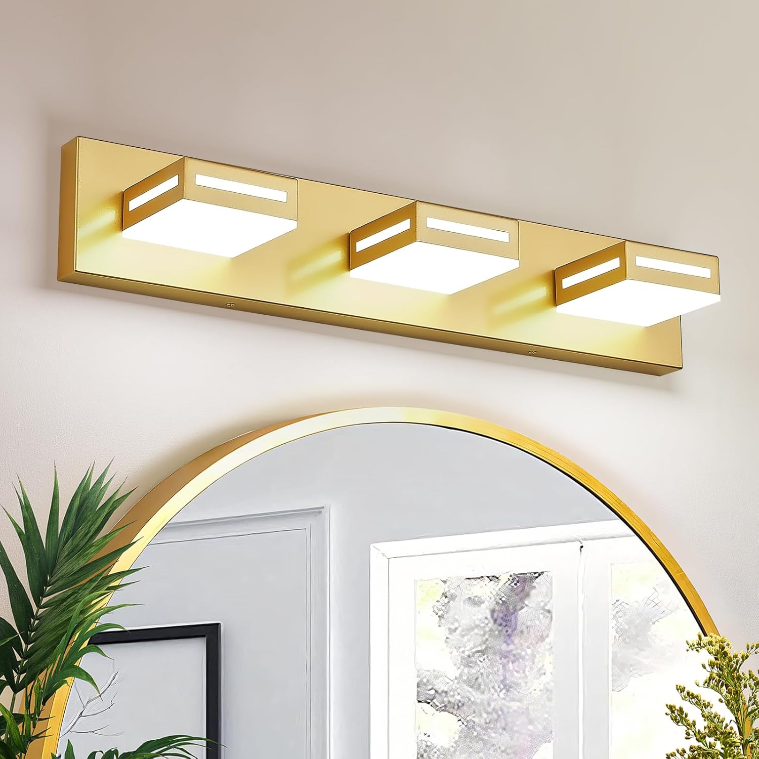 Donrao 24-Inch 3-Light LED Modern Gold Bathroom Vanity Light Fixtures ...