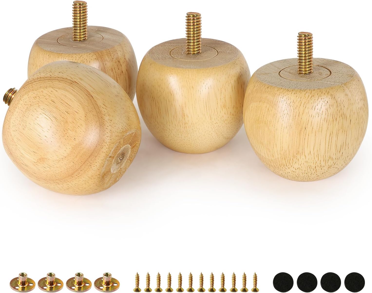 Amazon.com: 4 inch Solid Wood Furniture Legs, Btowin 4Pcs Modern Round ...