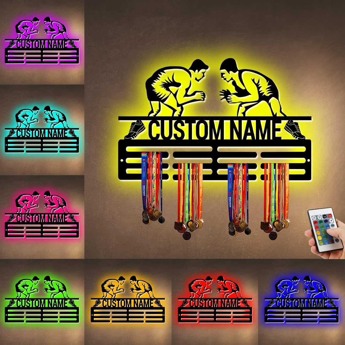 Amazon.com: XIAO.Z Personalized Metal Wrestling Medal Hanger Holder ...