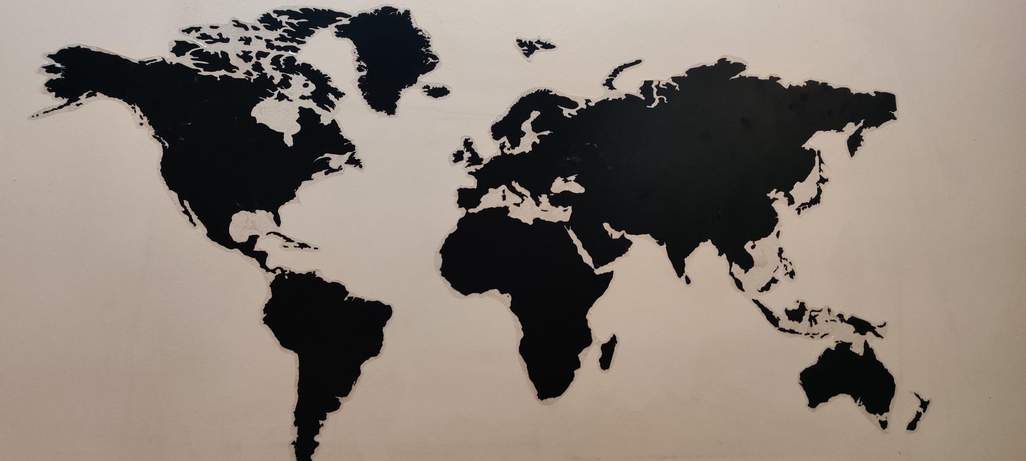 100Yellow ® Vinyl PVC World Map Wall Sticker (90 x 60 cm, Black ...