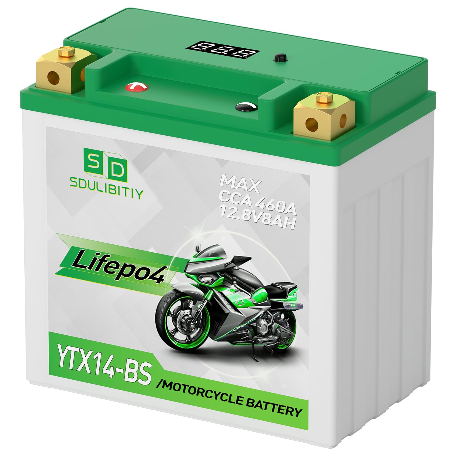 Amazon.com: Lithium Motorcycle Battery LiFePO4 YTX14-BS 12.8V 8Ah ...