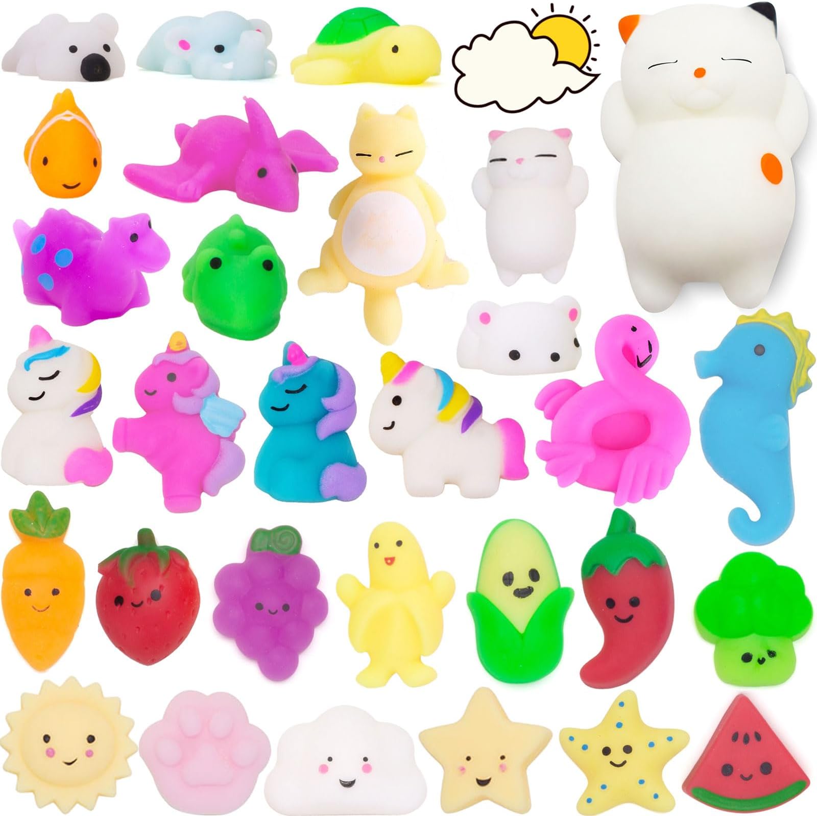 30Pcs Mochi Squishy Toys,Miniature Novelty Toys,Moji Fidget Toys,Mini ...