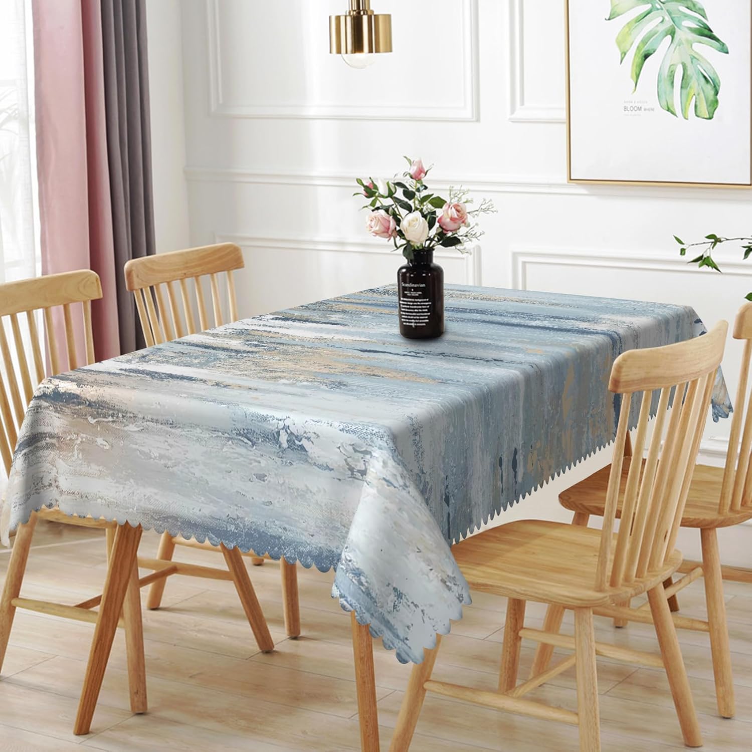 Amazon.com: TTQYFNM 60x84inches Modern Aesthetic Stripe Tablecloth Gray ...