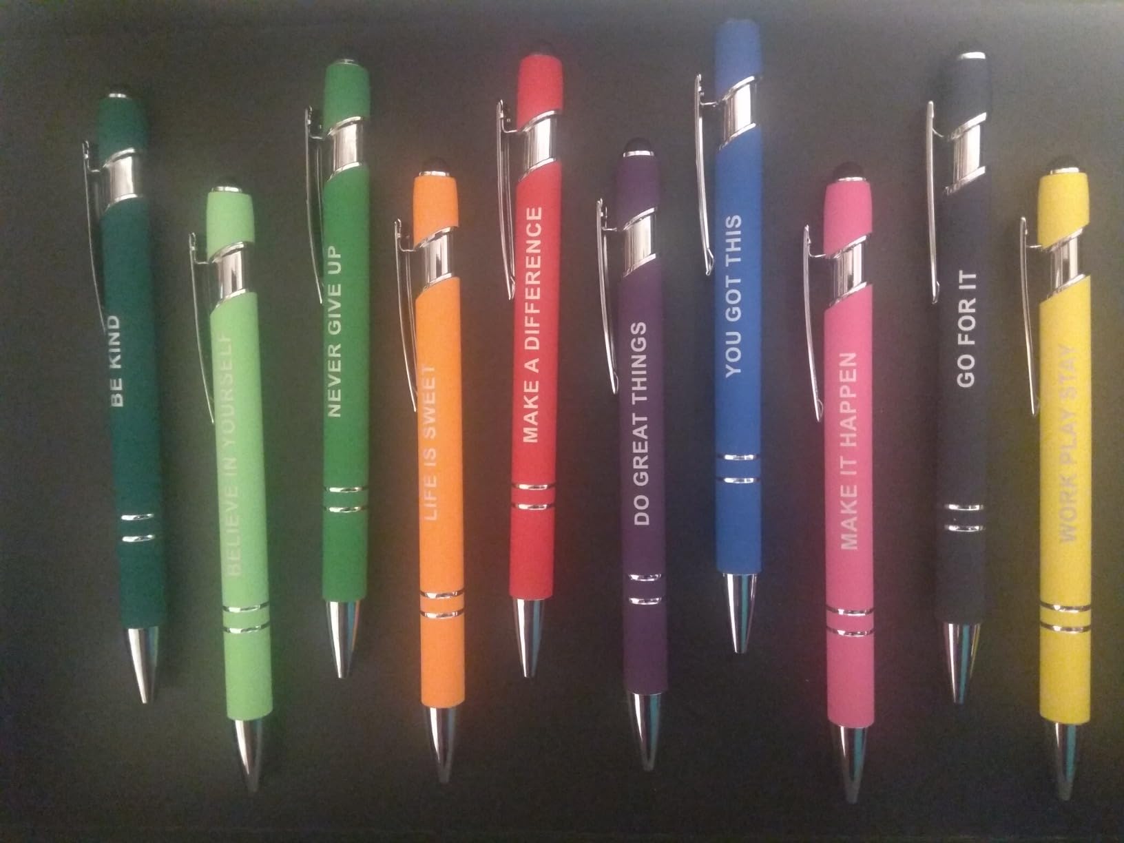 RUIYELE 30 Pcs Colorful Metal Ballpoint Pens with Inspirational Quotes ...