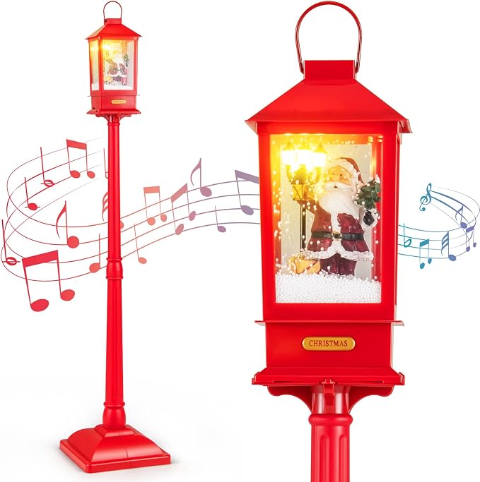 Amazon.com: Goplus 61 Inch Musical Christmas Street Lamp, Festive Lamp ...