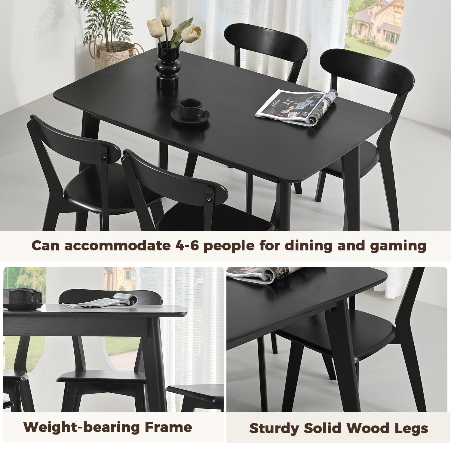 Snapklik.com : DELAVIN 47.2 Inch Solid Wood Dining Table, Mid Century ...