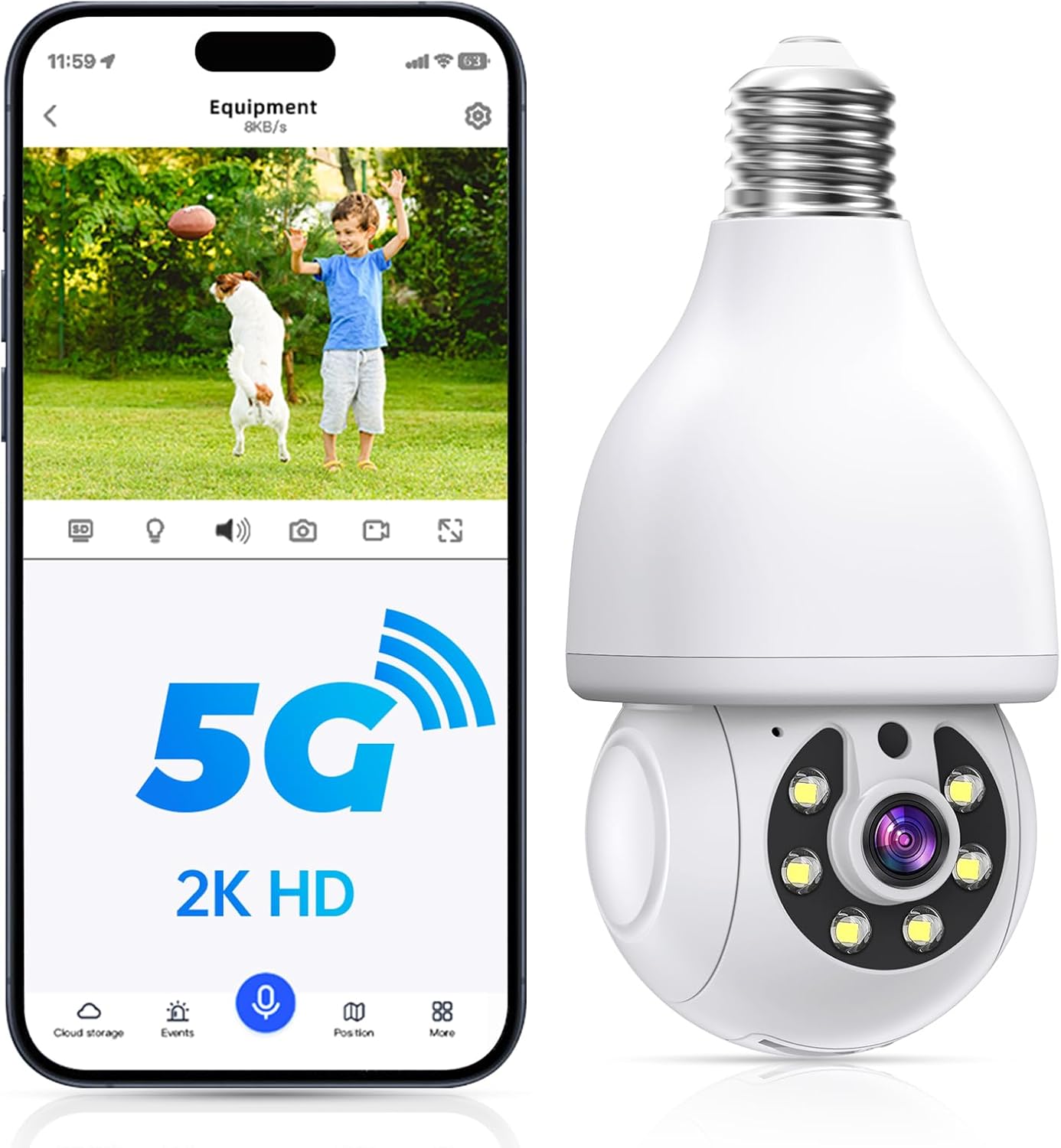 Amazon.com: Jqimn 3MP Light Bulb Security Camera, Light Bulb Camera ...
