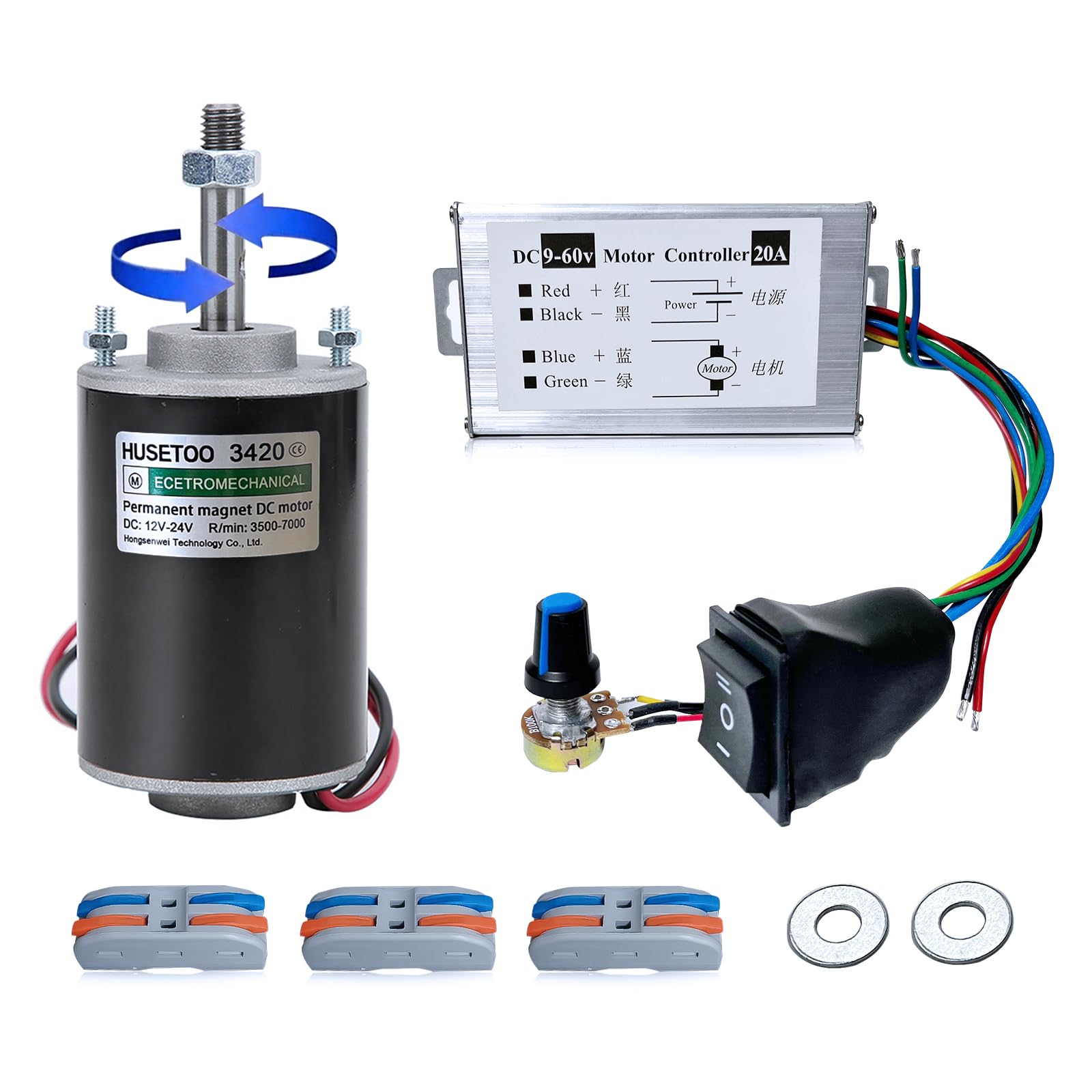 12-24V DC Motor Speed Controller Kit, 3500-7000 RPM, with Adjustable ...