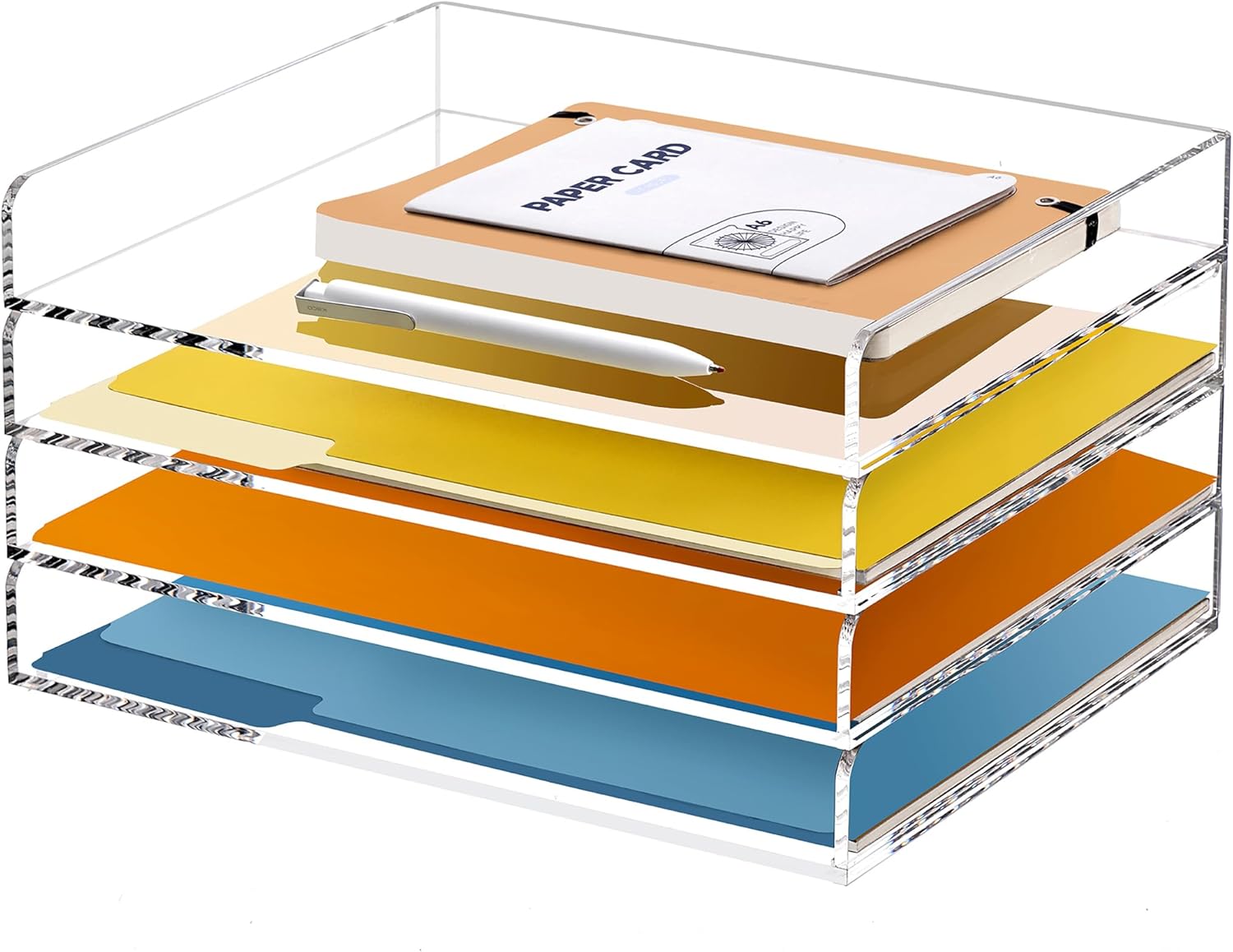 Amazon.com: 4 Tier Stackable Letter Tray, Acrylic Paper Organizer File ...