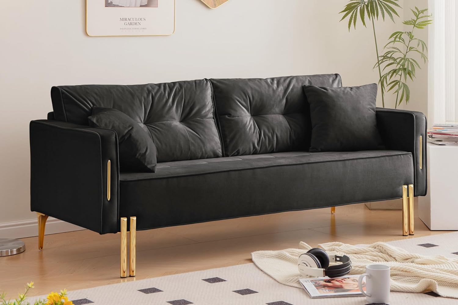 Amazon.com: COULDWILL 70 Inch Velvet Sofa Couch, Mid Century Modern ...