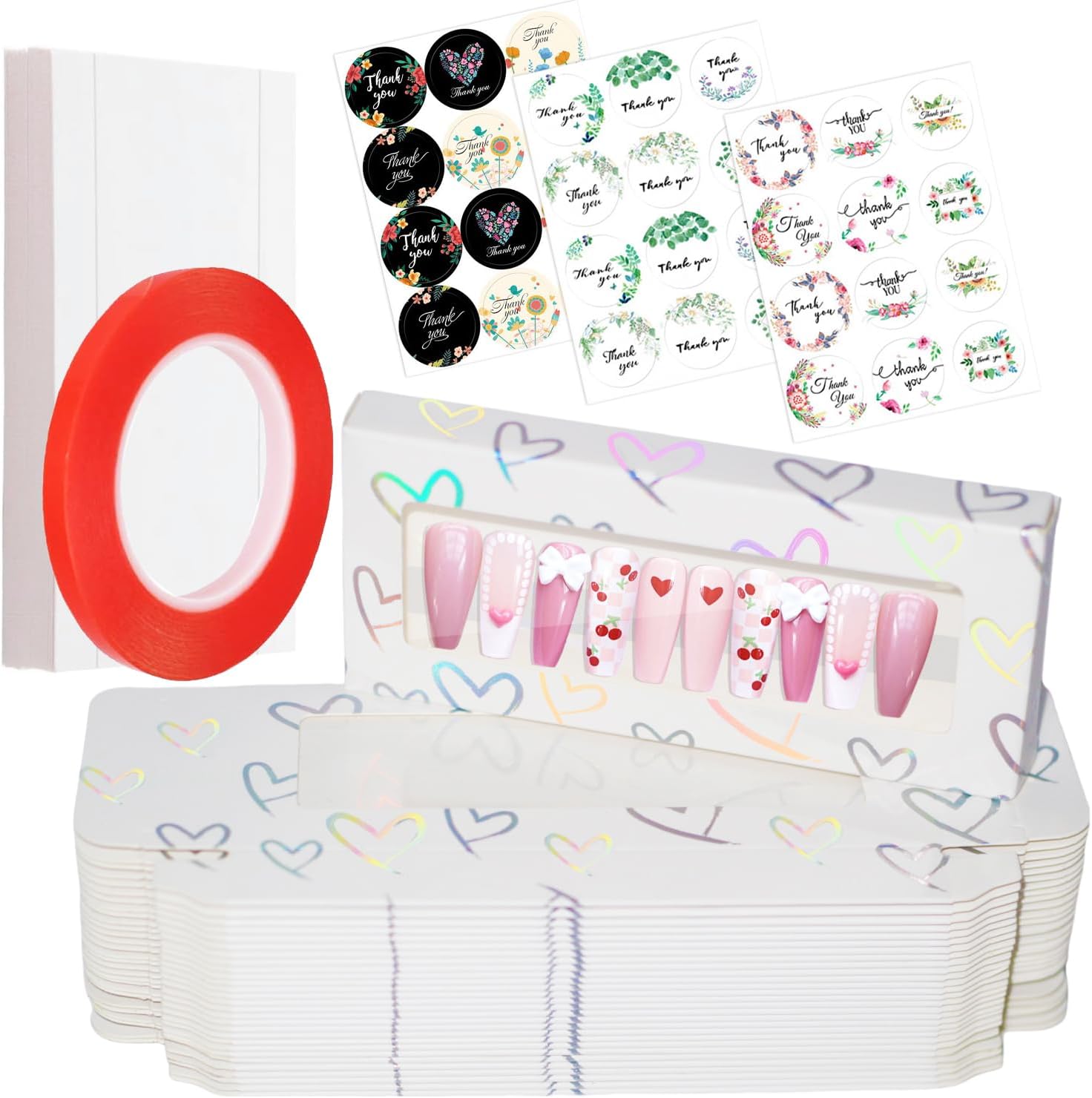 Amazon.com: 74PCS Empty Press on Nails Packaging Box Set Includes 35PCS ...