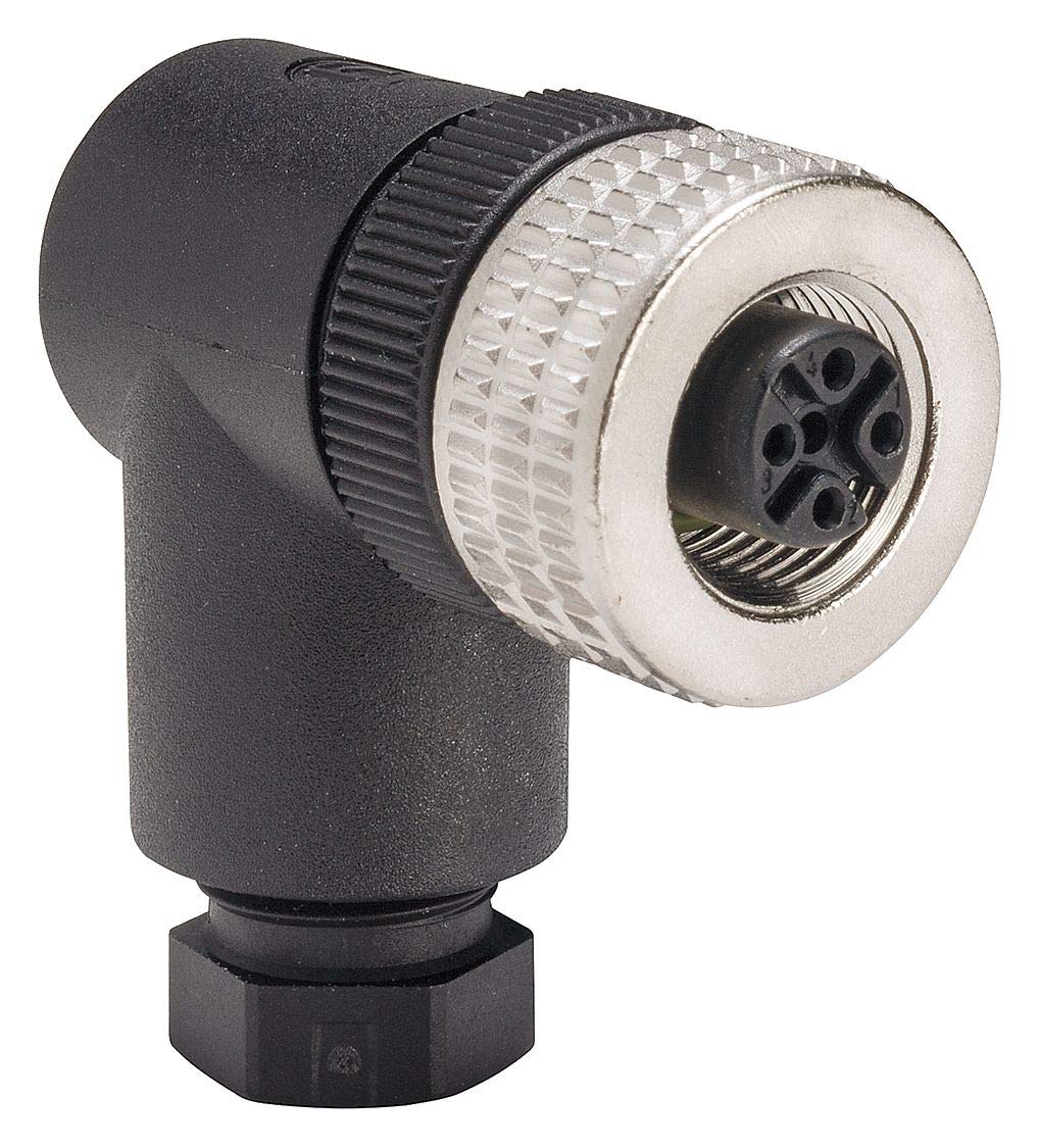 Telemecanique XZCC12FCM40B Sensor Connector, Female with Elbow, M12, 4 ...