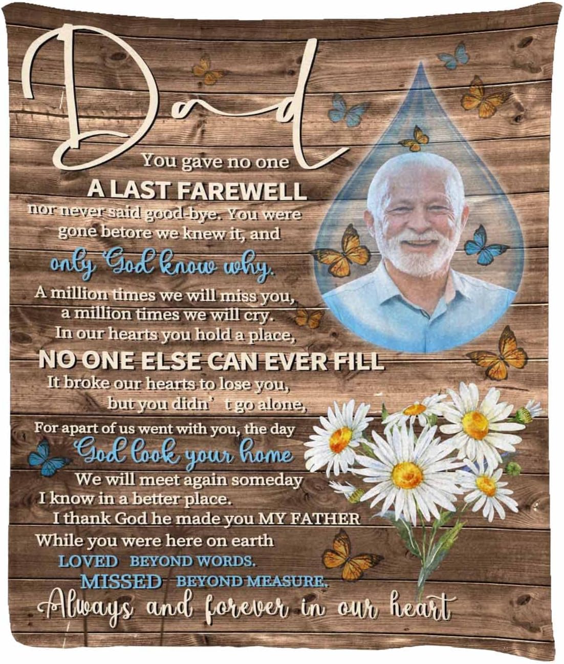 Amazon.com: Vesserd Custom Blanket in Loving Memory, Wooden Background ...