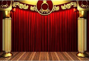 Amazon.com : Baocicco 7x5ft Theater Red Stage Backdrop with Lights ...