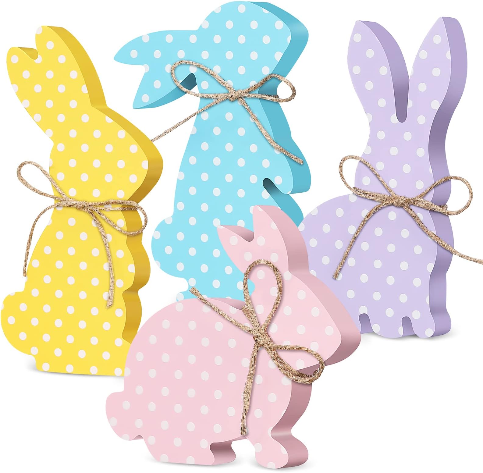Amazon.com: 4 Pcs Easter Bunny Table Wooden Signs Bunny Shaped ...