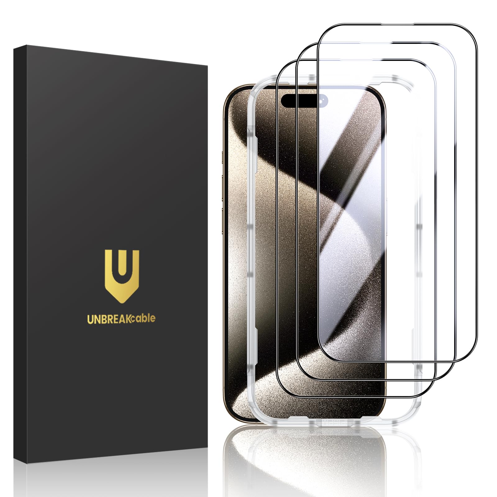 Amazon.com: UNBREAKcable 3-Pack Screen Protector for iPhone 15 Pro ...