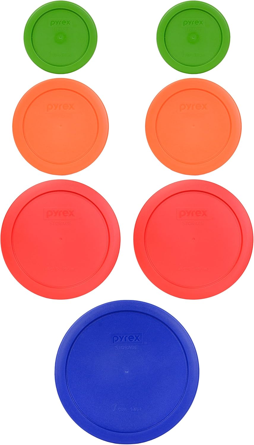 Amazon.com: Pyrex (7) Lid Party Themed Bundle for 1, 2, 4, and 7-Cup ...