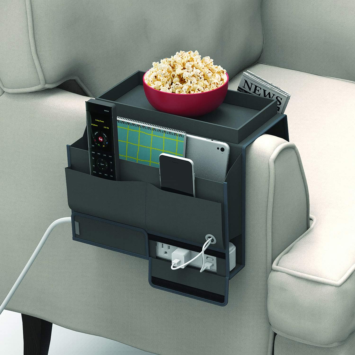 Amazon.com: Mindfull Products Couch Caddy, 5 Storage Pockets with Power ...