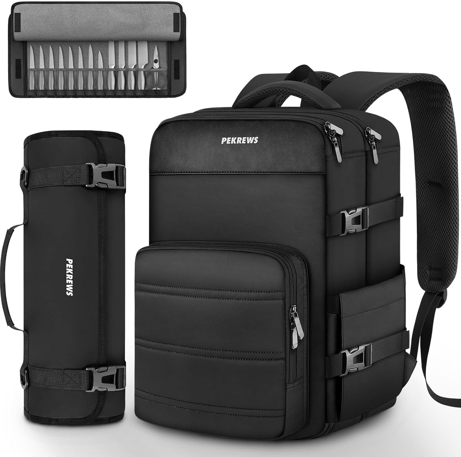 Amazon.com: PEKREWS Chef Backpack with Knife Roll Bag, 40+ Slots ...