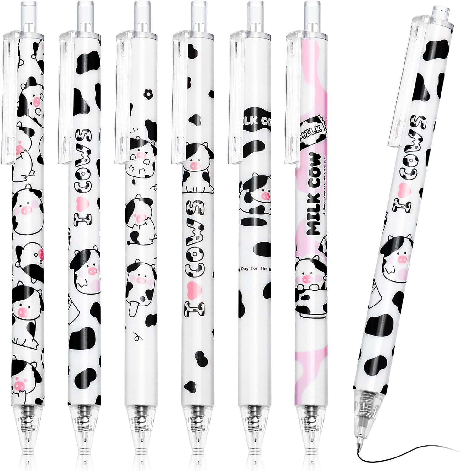 Amazon.com : PAFUWEI 6 Pieces Cow Retractable Ballpoint Pens, 0.5mm ...