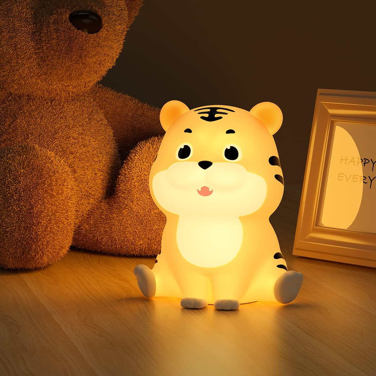 LEDHOLYT Kids Night Light - Cute Tiger Silicone Nursery Lamp for Baby ...
