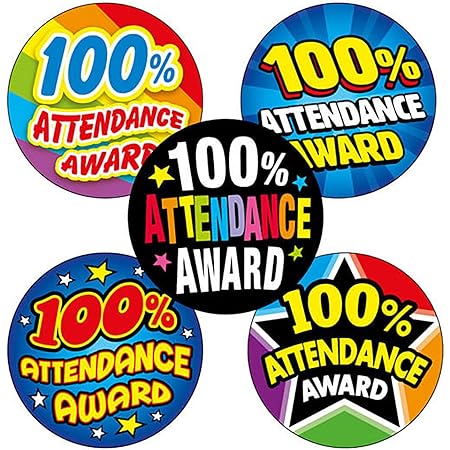 560 Mixed 100% Attendance Award Motivational Childrens Pupils School ...