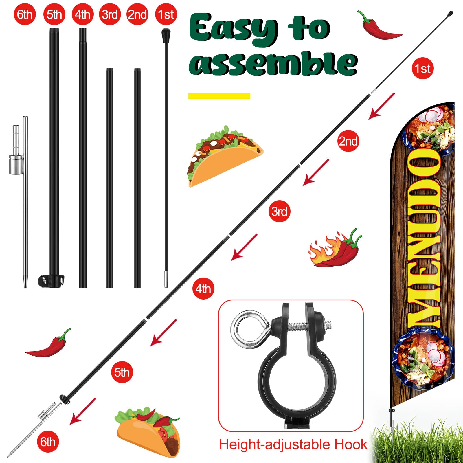 Snapklik.com : Fanfanwin 3 Pack Tacos Burritos Menudo Feather Flag Kits ...