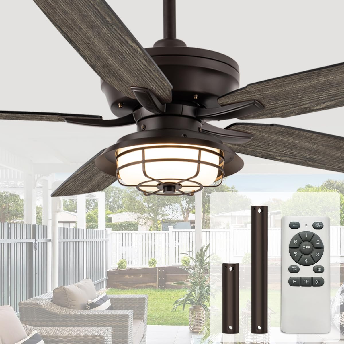 NORFOLK 52" Outdoor Ceiling Fans with Lights for Patios, Waterproof ...