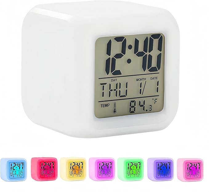 ZCOINS White 3" Digital Alarm Clock Small Bedside Sleep Trainer Clock ...