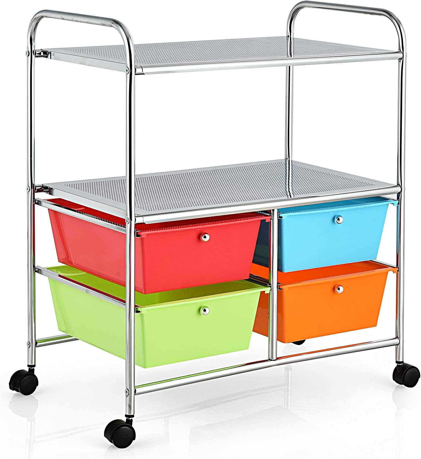 Amazon.com : Giantex Rolling Storage Cart w/ 4 Drawers 2 Shelves Metal ...